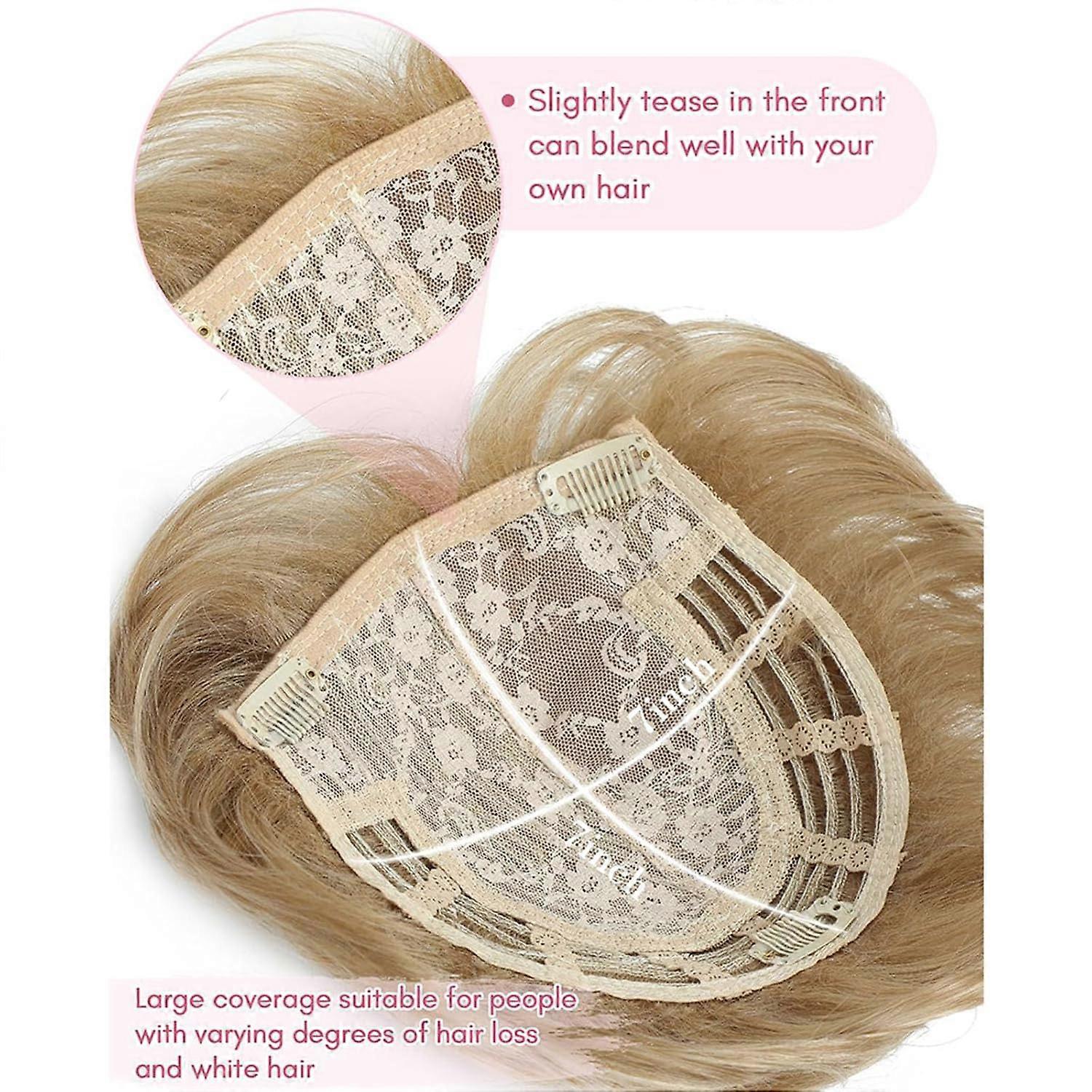 Hair Toppers with Bangs for Women Short Curly Hair Toupee Large Base ...