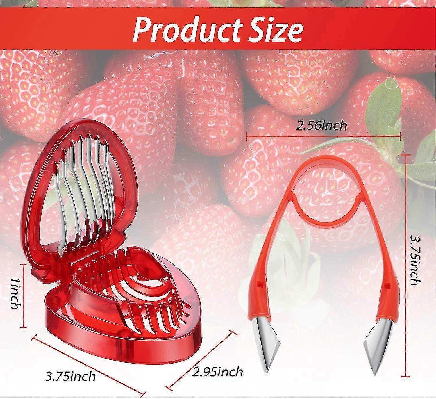 Set of 2 Strawberry Slicing and Hulling Tools, Ideal for Removing Stems ...