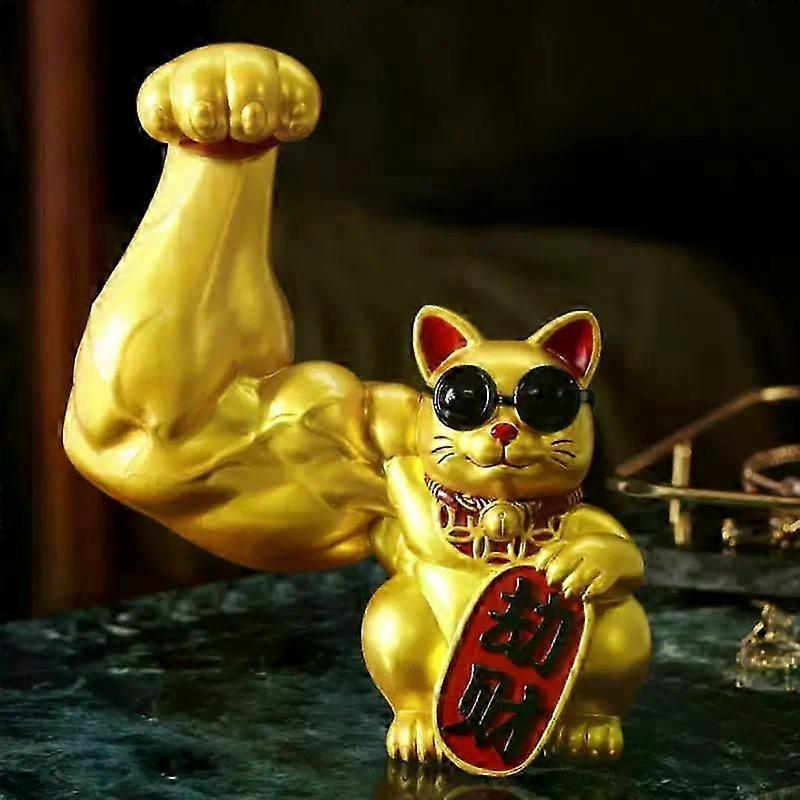 Big Arm Lucky Cat Figurine Gift Welcome Cat Door Interior Living Room ...