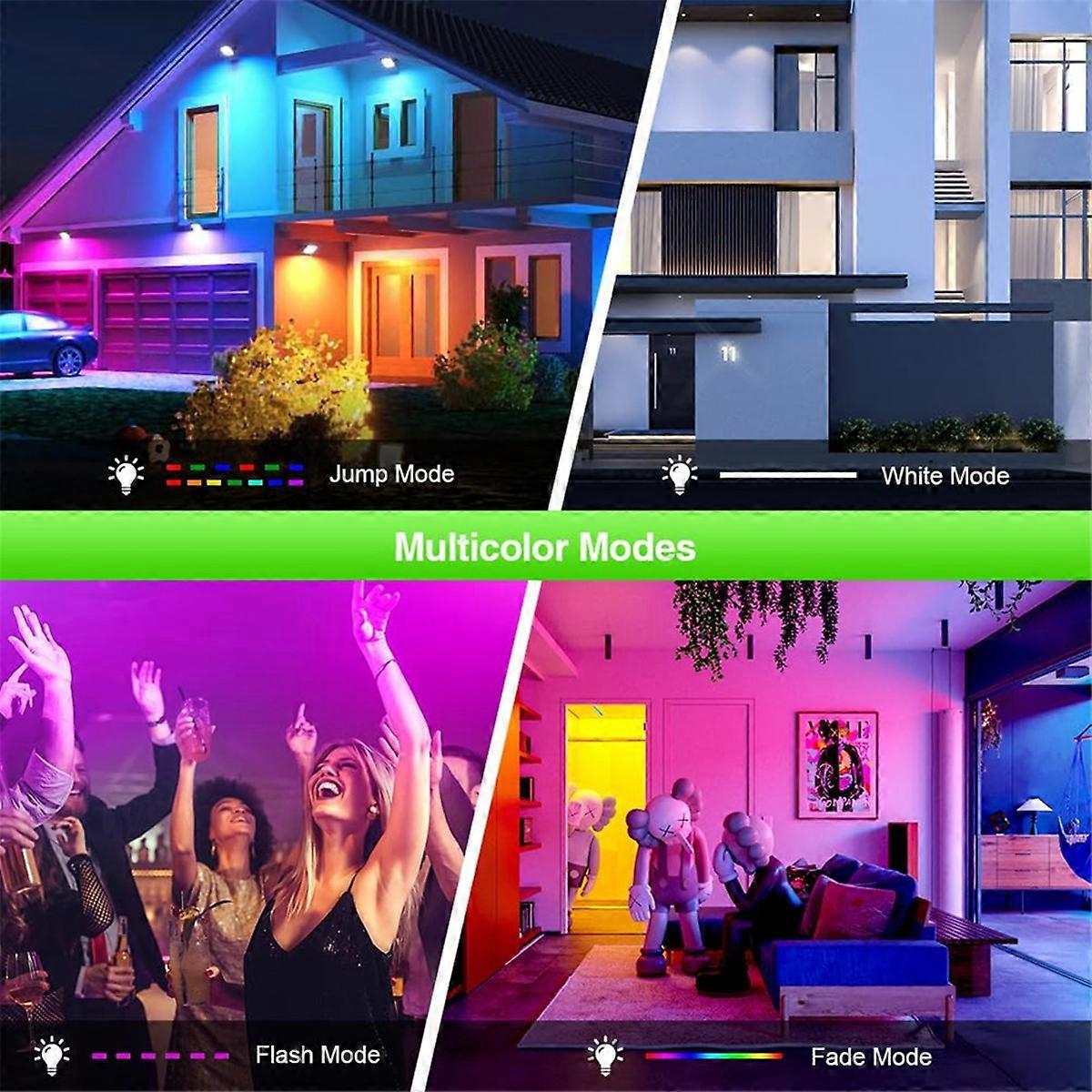 2 Pack 100W RGB LED Flood Lights IP66 Waterproof Color Changing ...