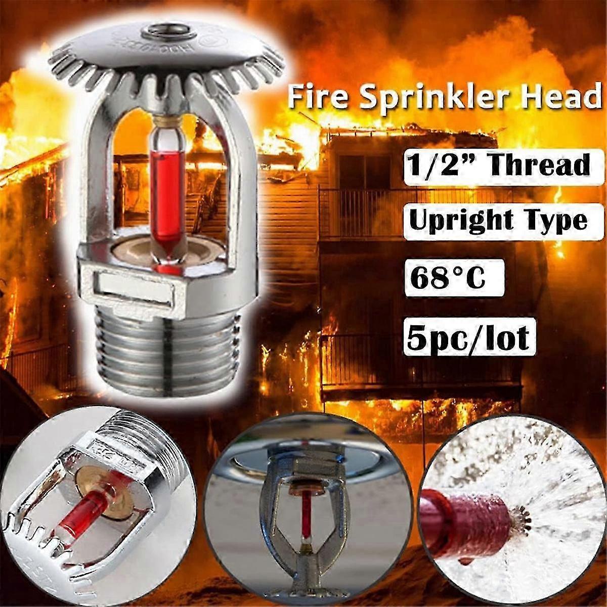 5-Pack 68°C Quick Response Upright Fire Sprinklers, 1/2" NPT Threaded ...