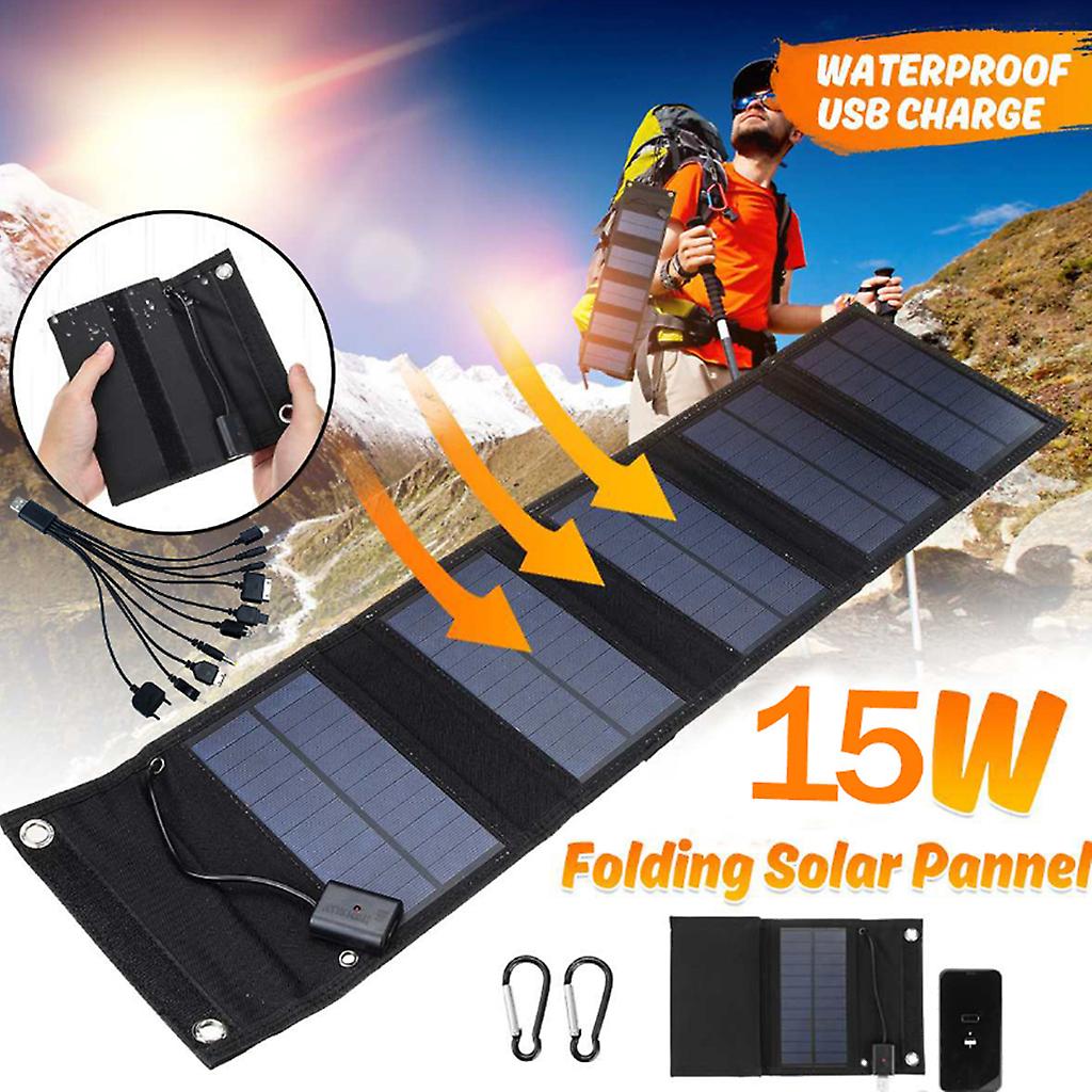 Foldable 15w Solar Panel 10 In 1 Usb Solar Cell Portable Folding ...