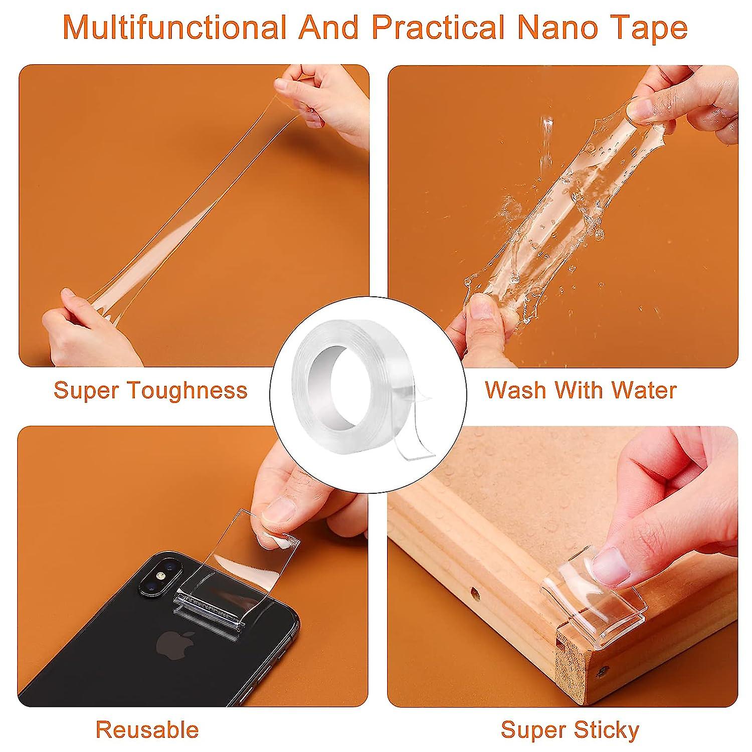 2 pack Nano Double Sided Tape Heavy Duty, Multipurpose Removable Mounting Adhesive Grip Tape ...