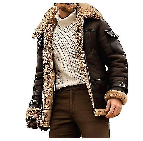 Men's Camel Stylish Flying Leather Jacket,slim Fit Shearling Aviator ...