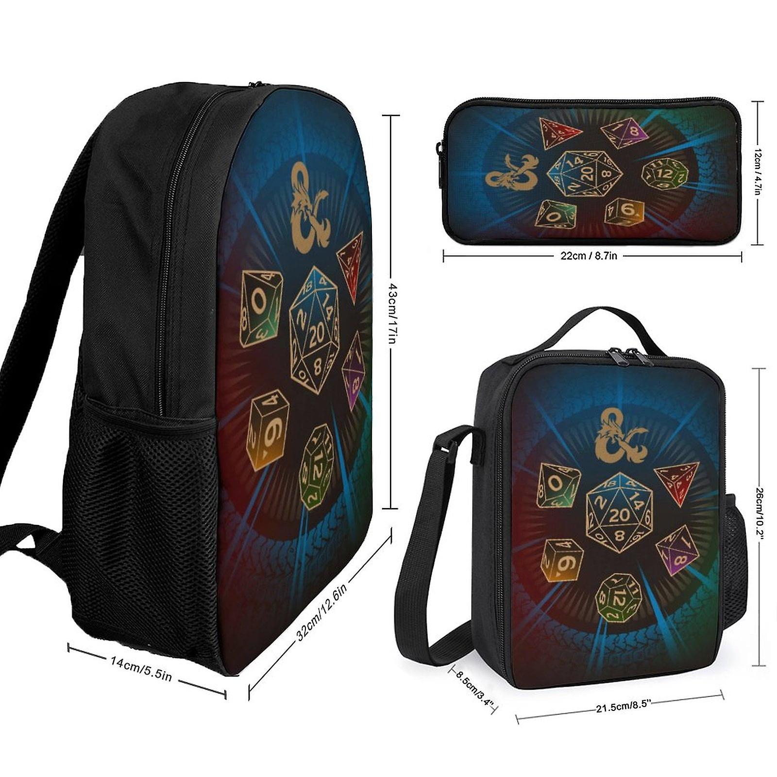 DND Dungeons And Dragons Backpack With Lunch Bag Pencil Bag 3D Printing ...