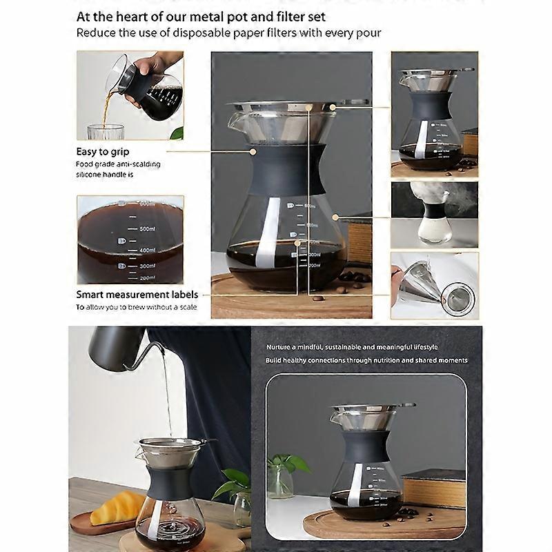 Pour Over Coffee Maker, Pour Over Coffee Brewer With Stainless Steel ...