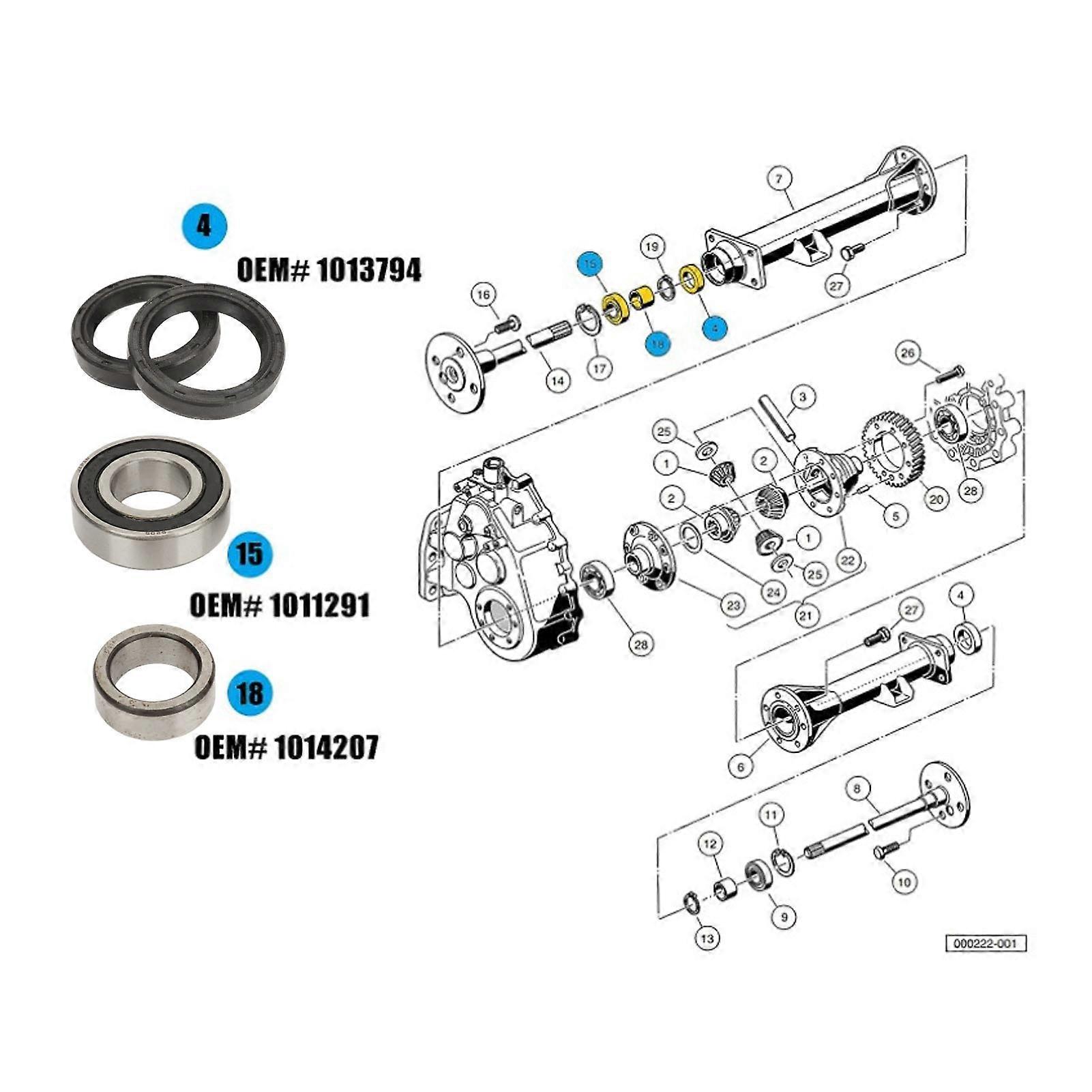 Rear Axle Bearing Kit 1013794 High Strength Rugged Reliable Axle Oil ...