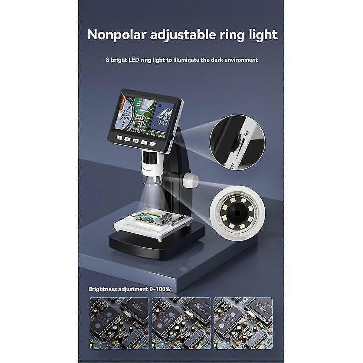4.3inch Digital Microscope 1000X Magnification USB Coin Microscopio ...
