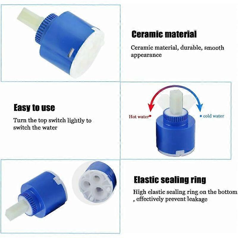 2 Pieces Ceramic Mixer Tap Cartridge Mixer Tap Cartridge 40mm Ceramic ...