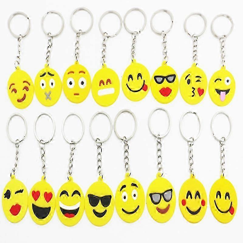 18 pieces Smiley Keychain, Keychain Rings, Emoji Keychain, Emoticon ...