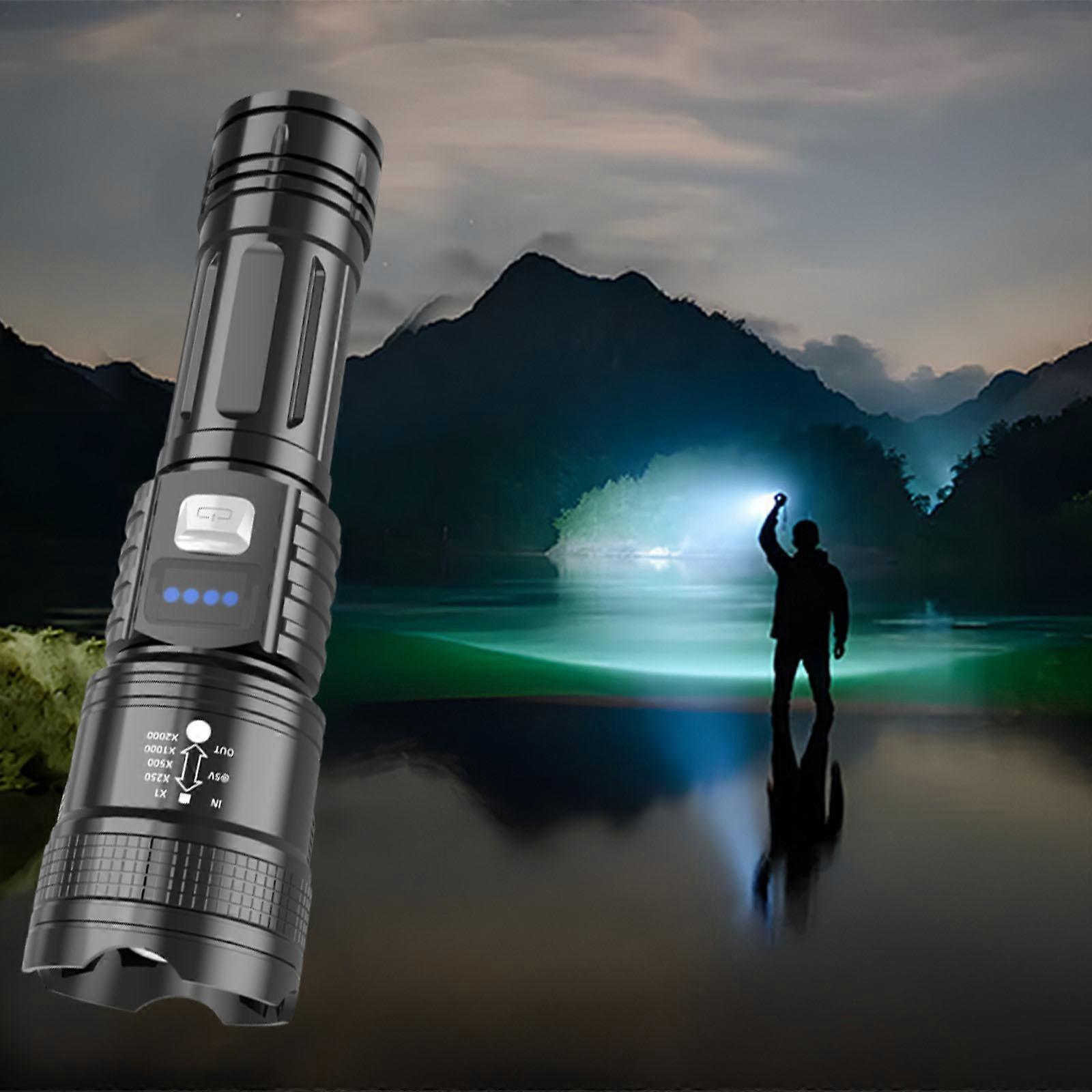 Flashlight Retractable Zoom Flashlight Power Display Ultra-bright P50 ...