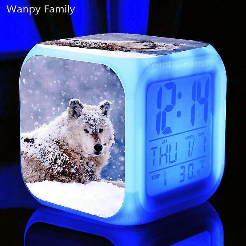 Arctic Wolf Alarm Clock 7Color Glowing Multifunction Touch Sensing ...