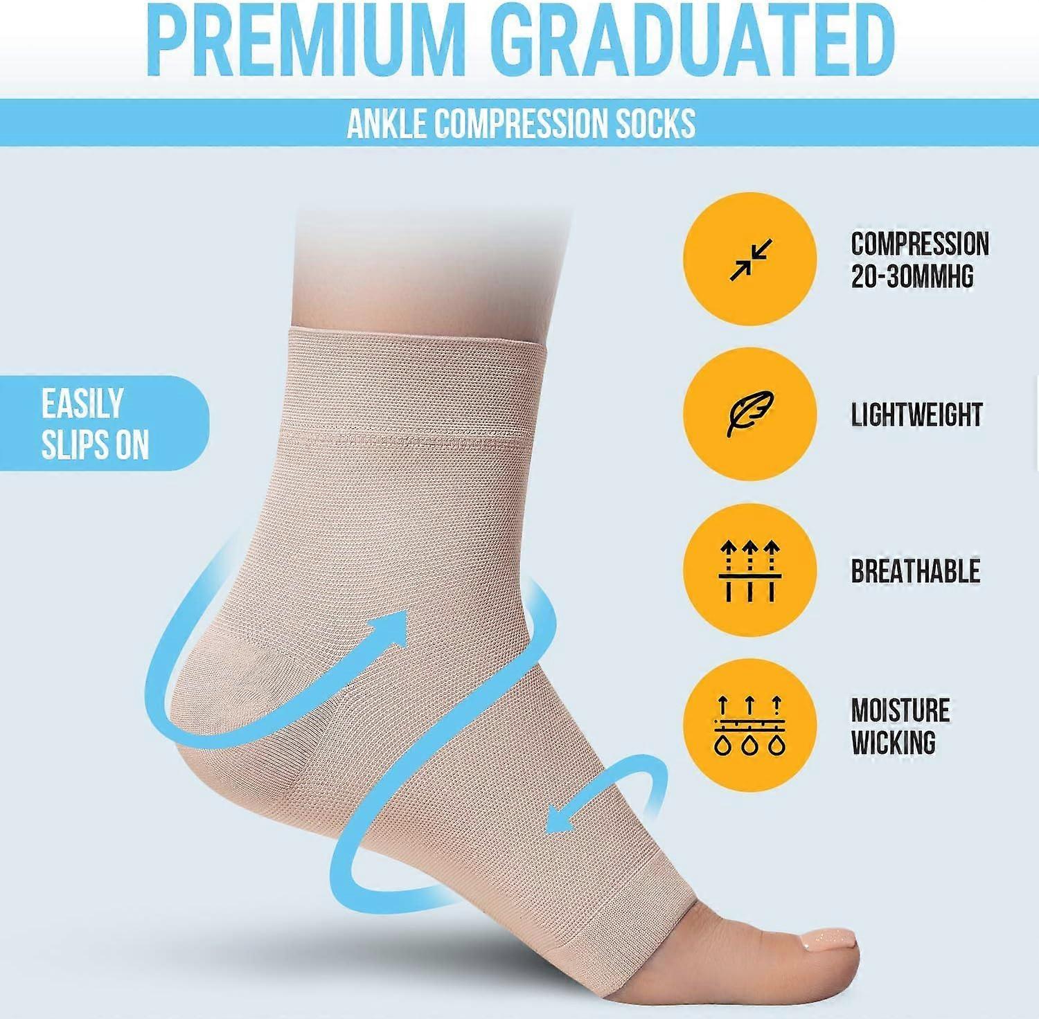 Ankle Compression Sleeve - Open Toe Compression Socks for Swelling ...