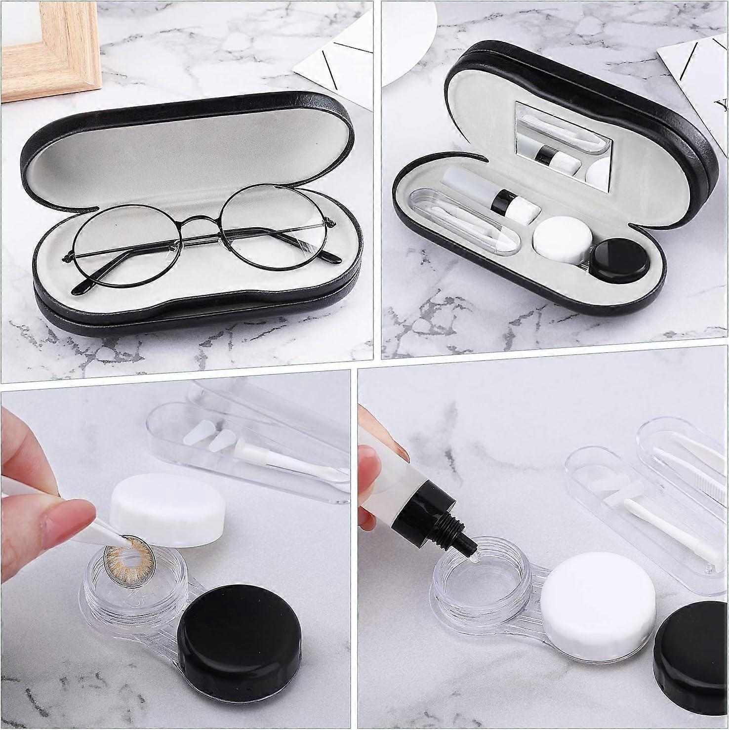 Double Eyeglass Case, 2 in 1 Double Sided Portable Glasses Case Contact ...