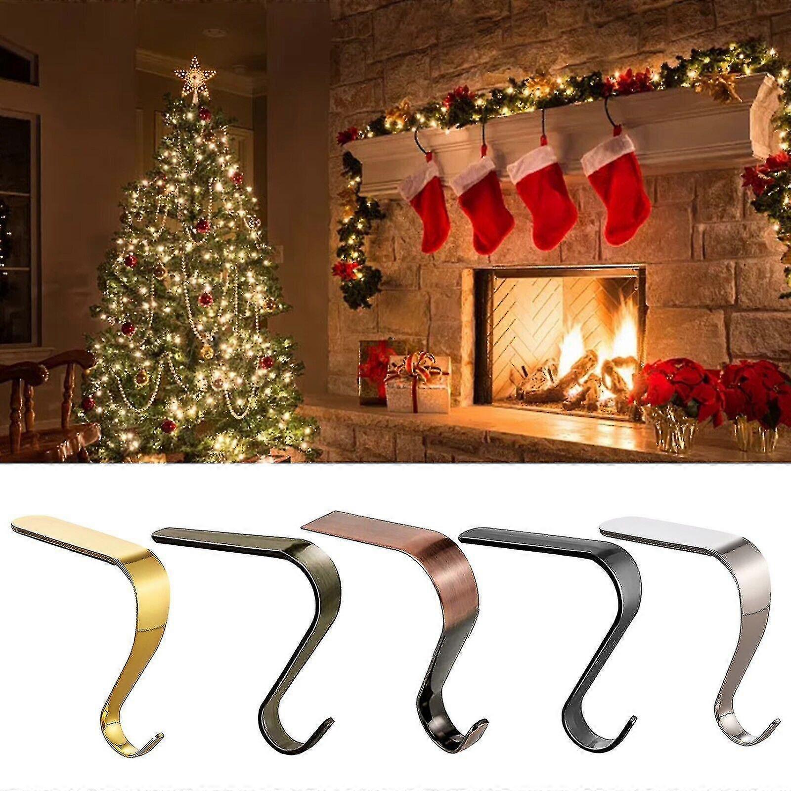 Christmas Stocking Holders-Metal Mantel Fireplace Garland Stockings ...
