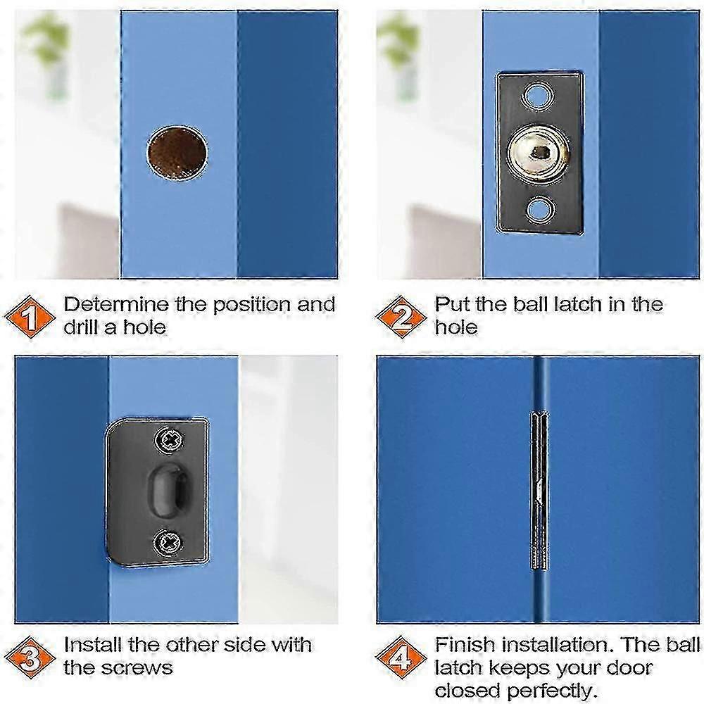 2 Pieces Cabinet Door Ball Catch, Stainless Steel Adjustable Roller ...