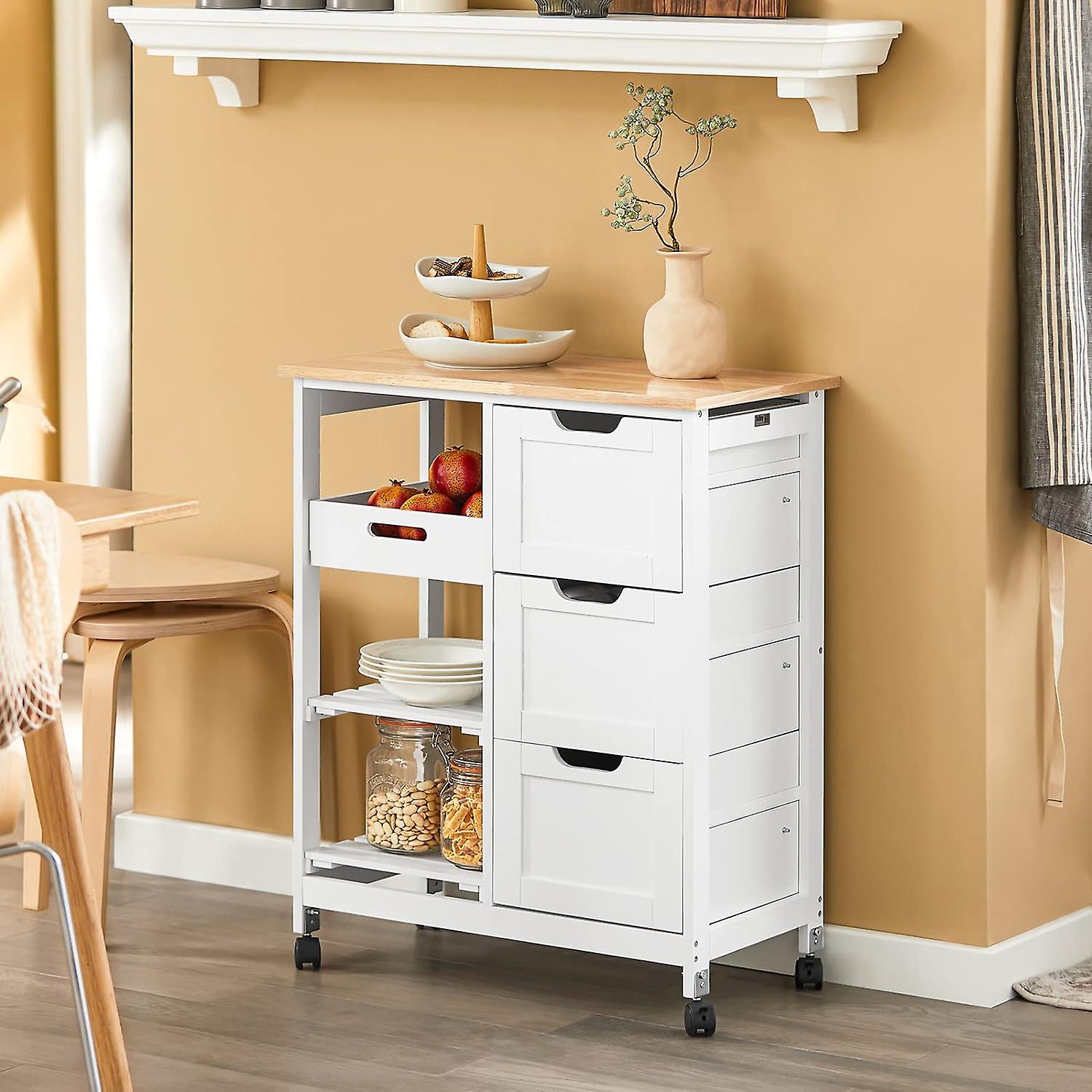 SoBuy Kitchen Storage Trolley Cart Kitchen Island with 3 Drawers,FKW79 ...