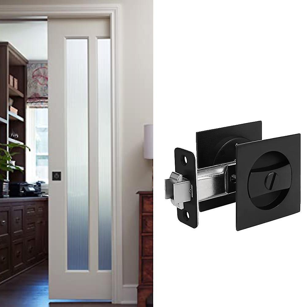 Pocket Door Lock, Black Privacy Square Pocket Door Hardware, Black ...