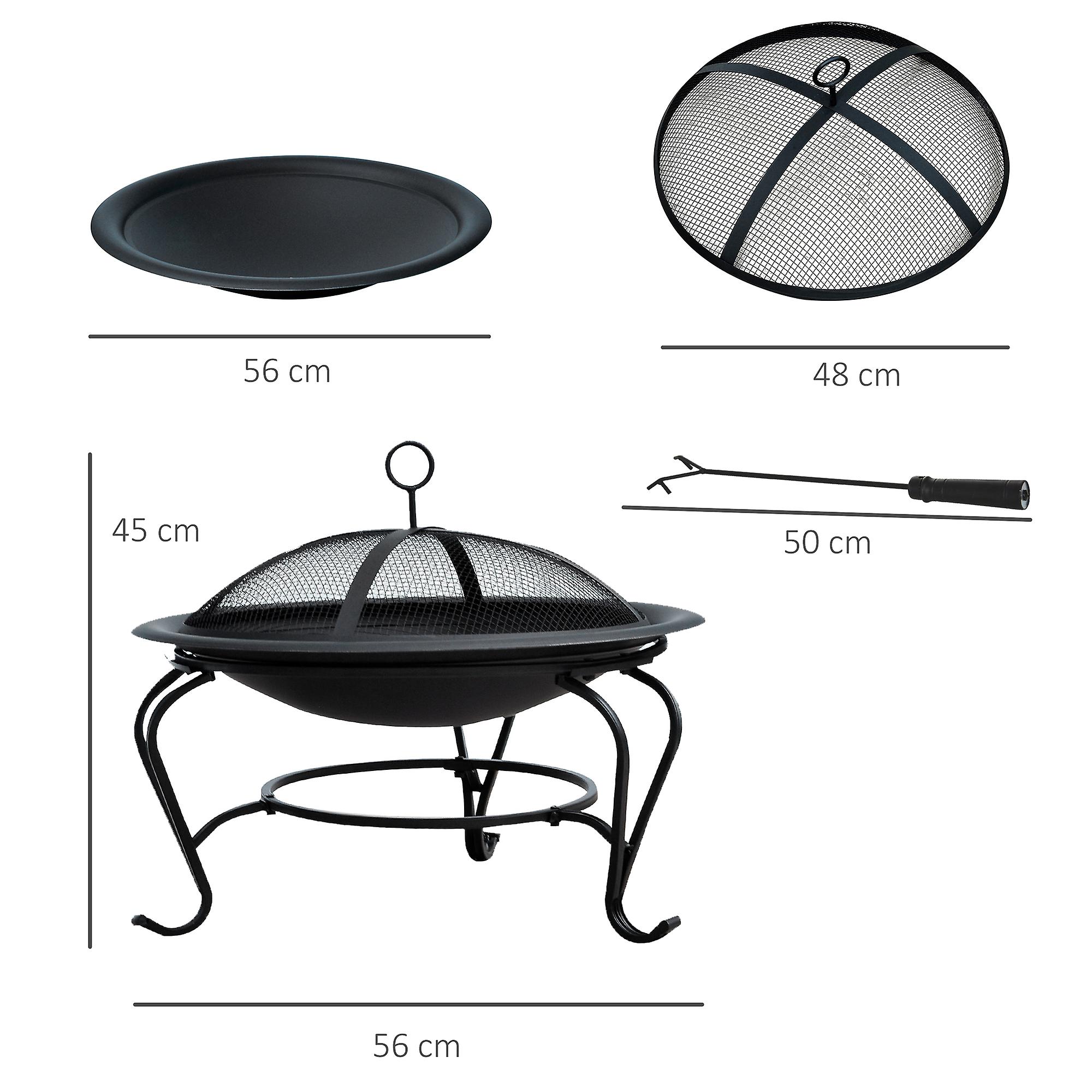 Outsunny Outdoor Fire Pit Wood Log Burning Heater Garden Stove Patio ...