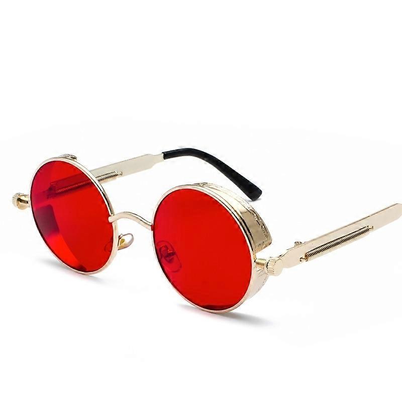 Vintage Steampunk Retro Metal Round Circle Frame Sunglasses red | Fruugo SE