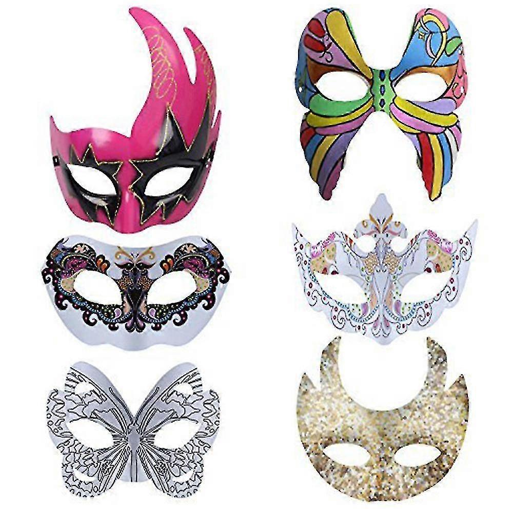 6 Pcs White Masks Diy Masquerade Masks Plain Halloween Face Masks ...