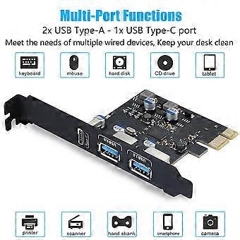 USB PCIE Card 18W Power Delivery, PCI Express 3 Port (Type C, 2 X Type ...