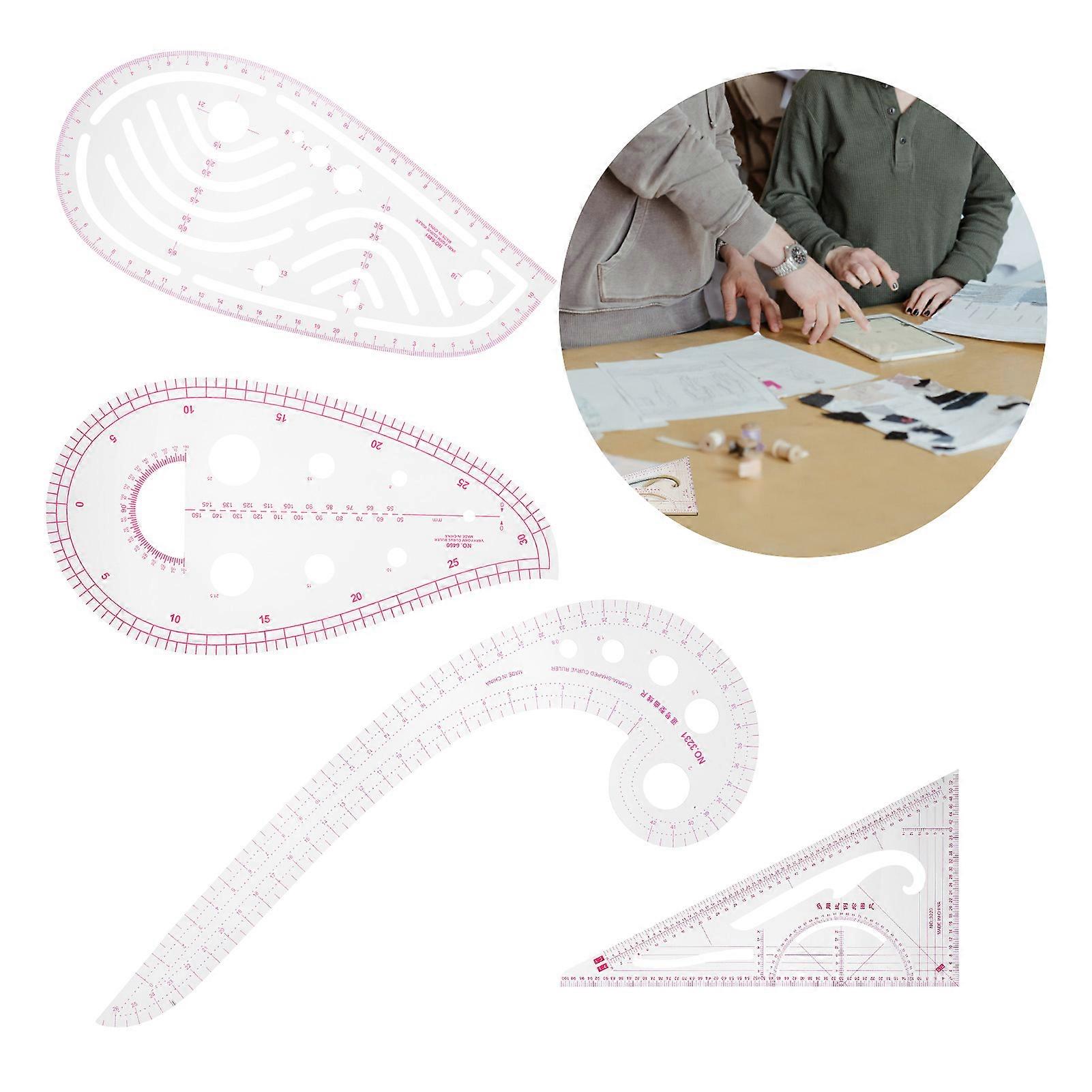 4Pcs Curve Ruler MultiFunction Vary Form Sewing Grading Proofing ...