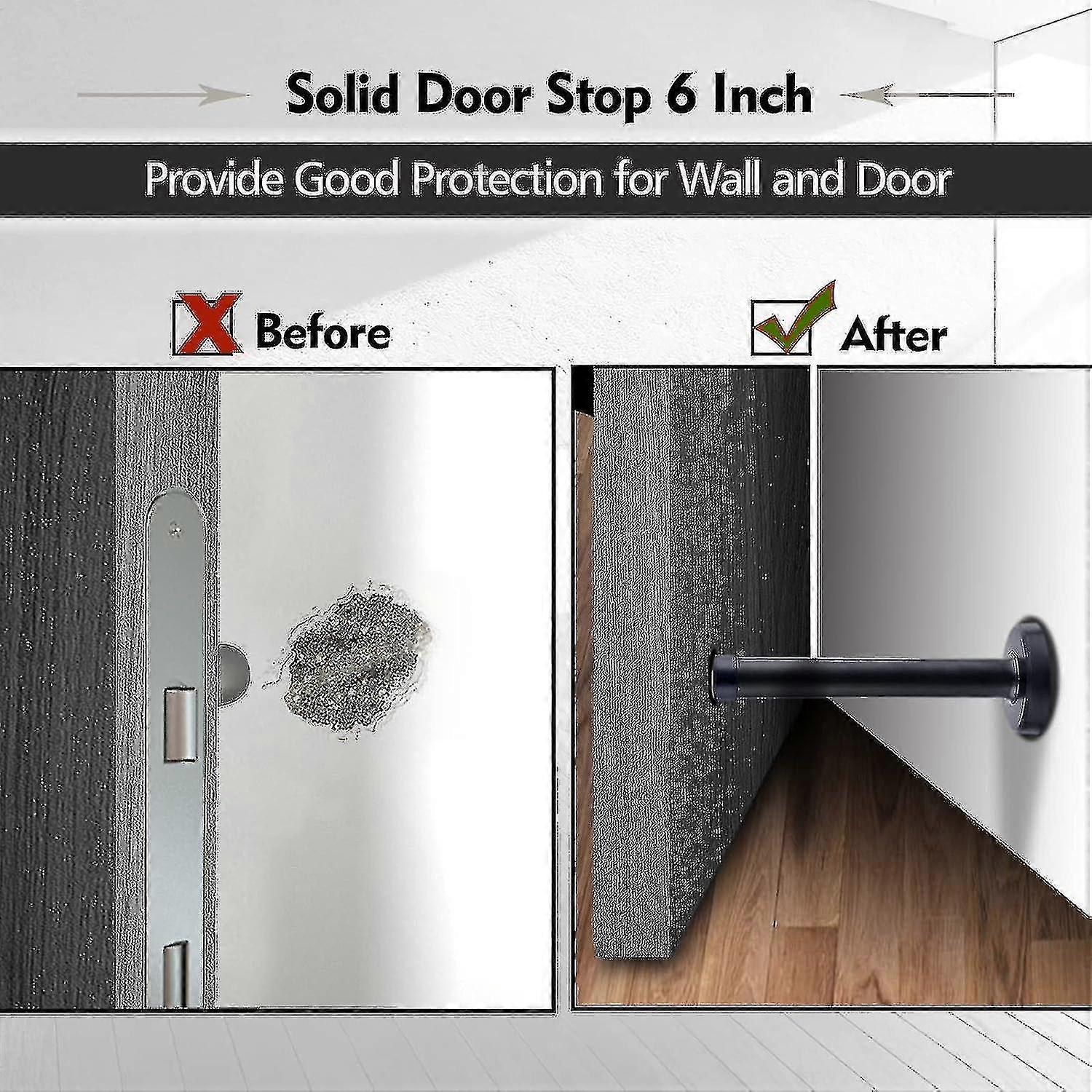 Door Stops, 6 Inch Long Door Stopper, Wall Mount, Heavy Duty Solid ...