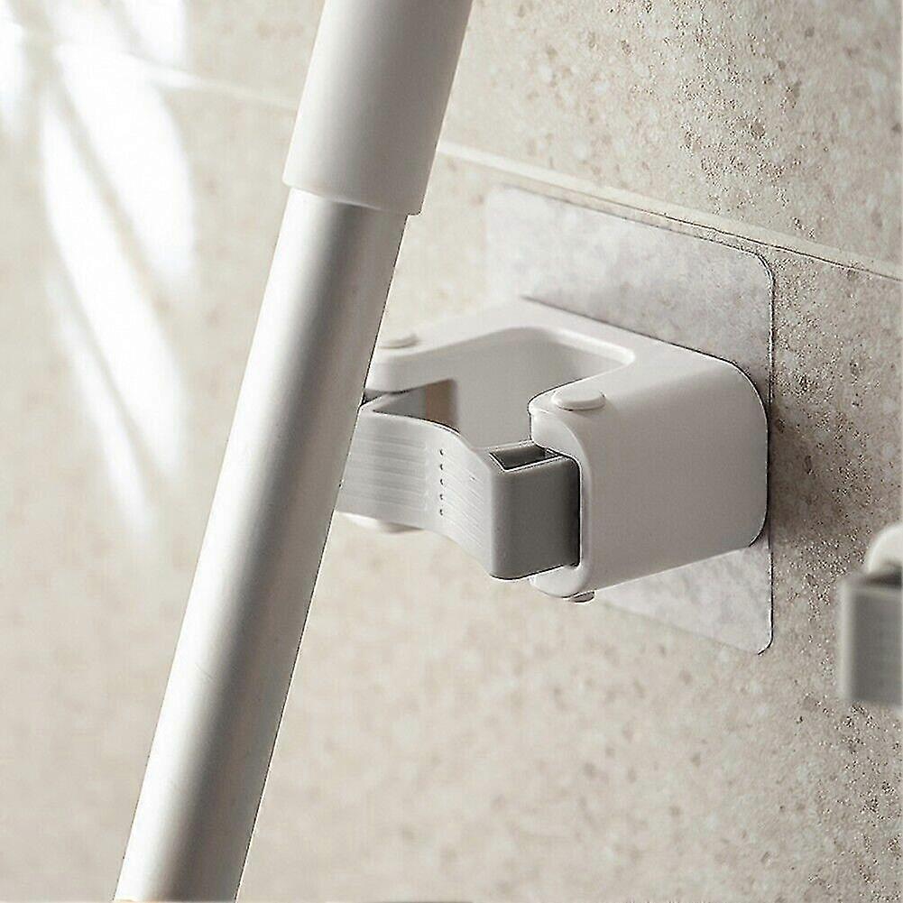 Mop Broom Holder Self Adhesive Hanger Mop Spring Clips Wall-mounted ...