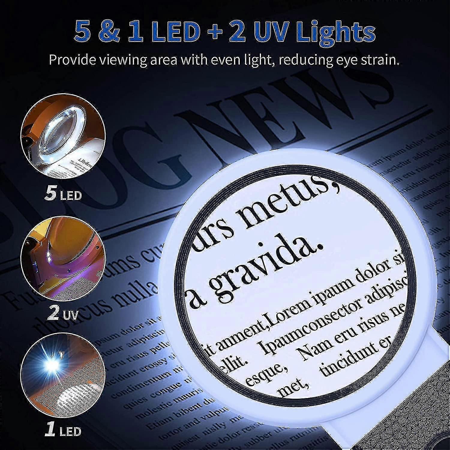 Magnifying Glass With Led Light Standable - 25x 8x Handheld Foldable ...