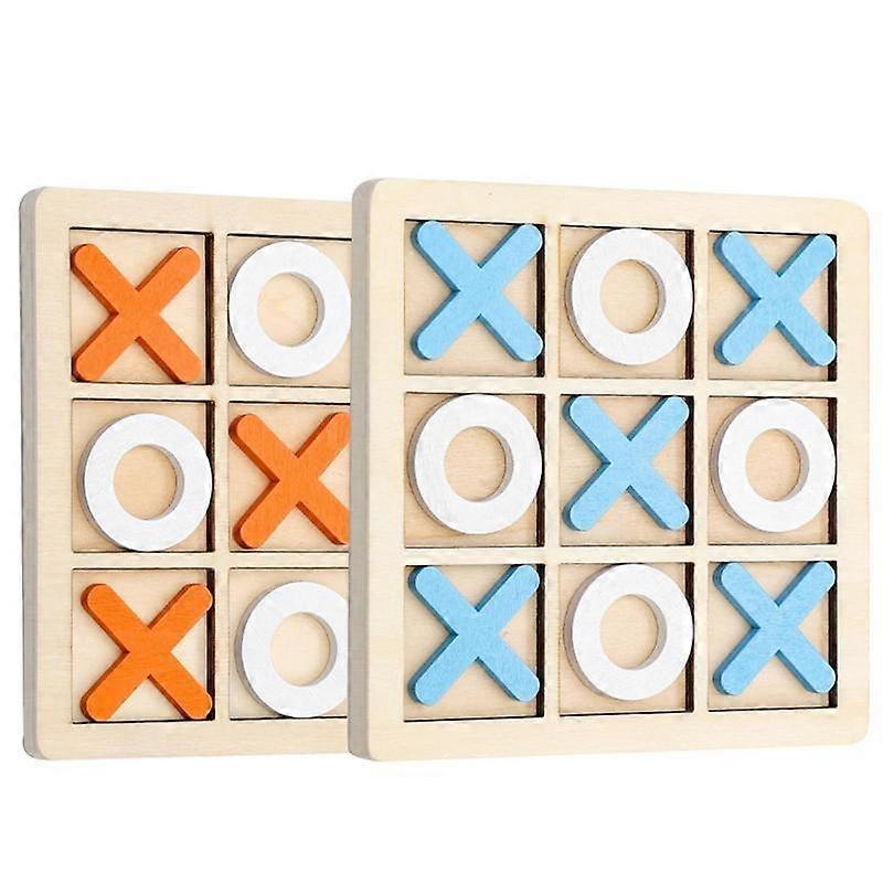 Children Early Education Toy Wooden Tic-Tac-Toe Chess Three Line OX ...