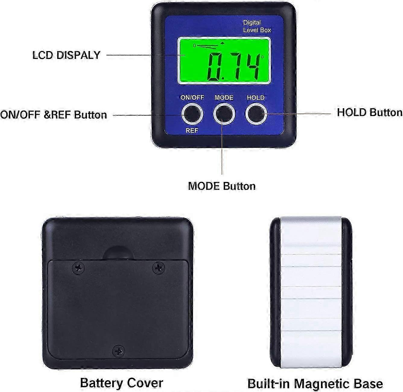 Digital Level Box, Protractor Bevel Box with Data Hold, Magnetic Base ...