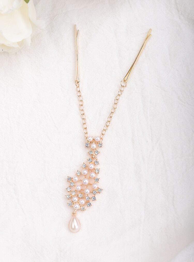 Brude hoved kæde bøhmiske Krystal Pearl øreringe kvinders pande kæde ...