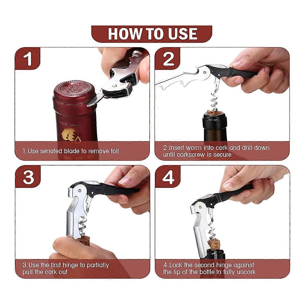 16 Pieces Wine Keys Opener Black Travel Corkscrew Wine Opener Waiter ...