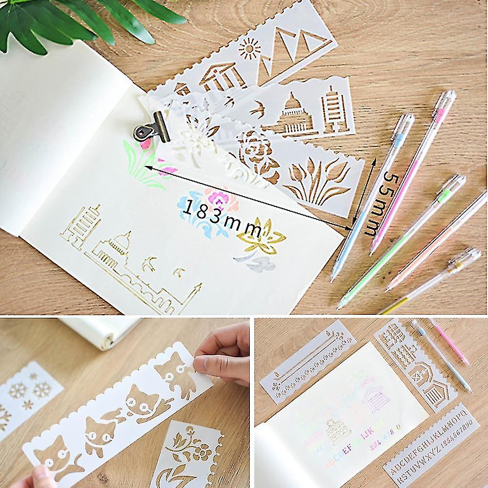 Multi-functional Drawing Stencils Straight & Wavy Lines Rulers Hollow ...