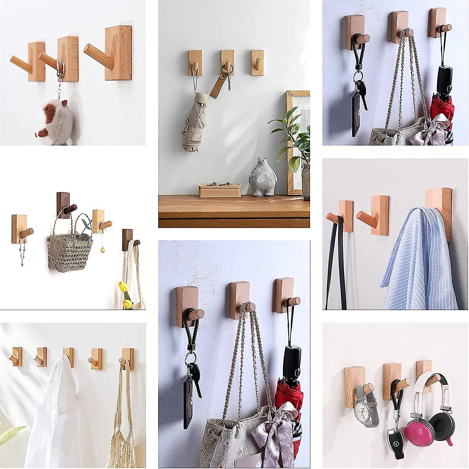 Wood Wall Hooks Hat Rack, Wood Hooks Wall Mounted, Decorative Hooks ...