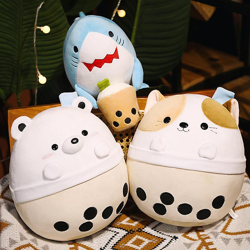 Cartoon Animals Shape Boba Stuffed Panda Polar Bear Shark Bubble Tea ...
