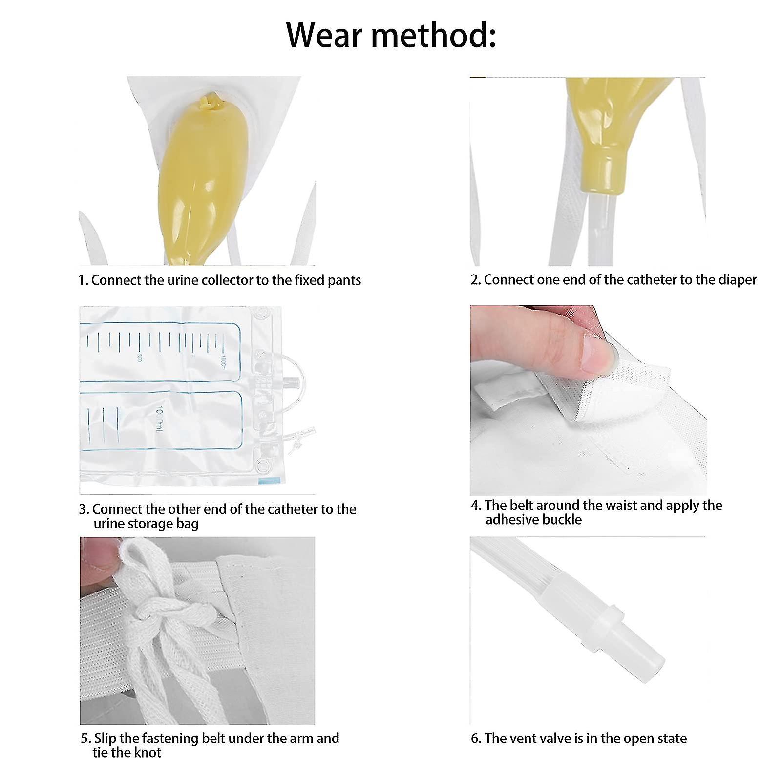 Male Urinal Pee Holder, Reusable Portable Urine Bag Collector 1000ml ...