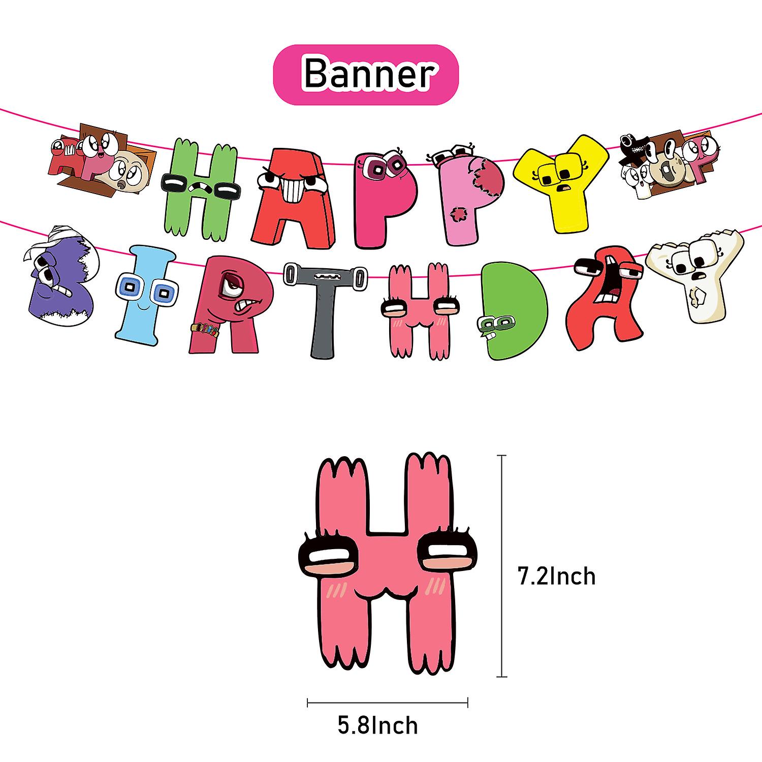 Alphabet Lore Party Decoration Birthday Supplies Banner Cake Topper ...