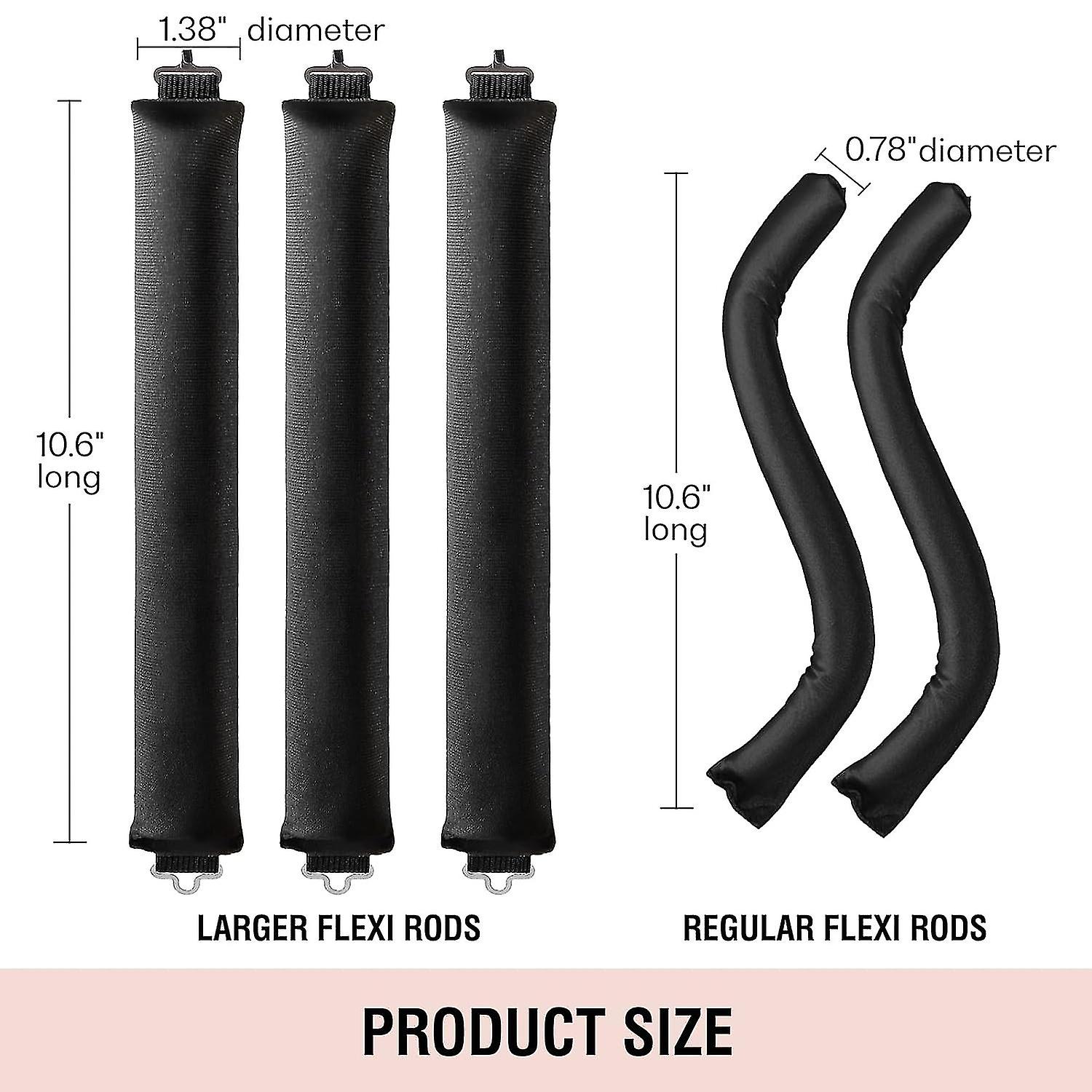 Heatless Hair Curler, Flexible Curling Rods, 3pcs Heatless Curling Rod ...