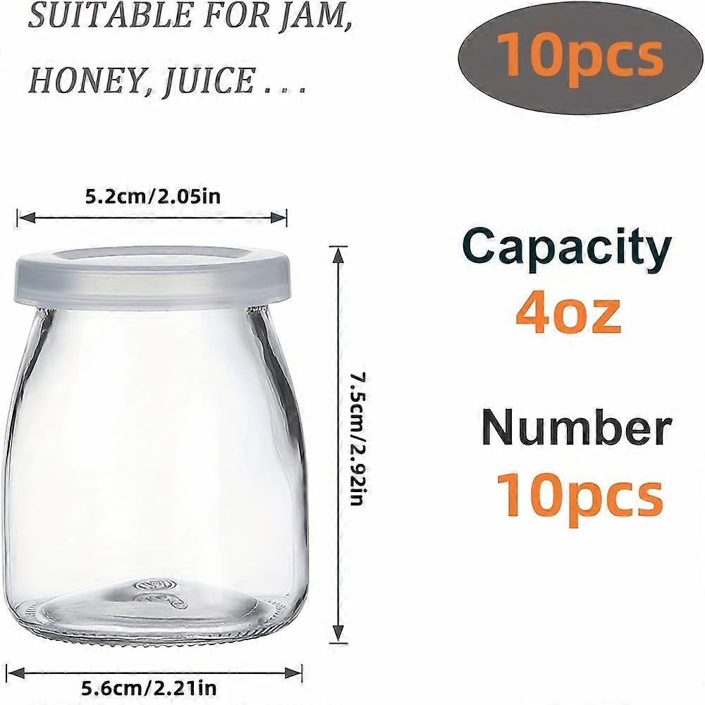 "Durable" 10-Piece 4Oz Clear Glass Jars With Pe Lids - Perfect For ...