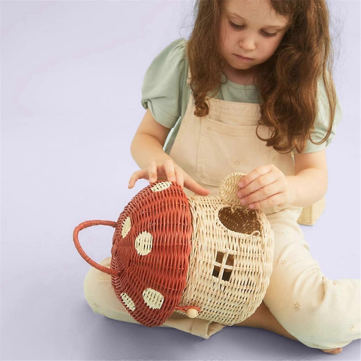 Handmade Rattan Mushroom-Shaped Storage Basket- Cute Handmade ...