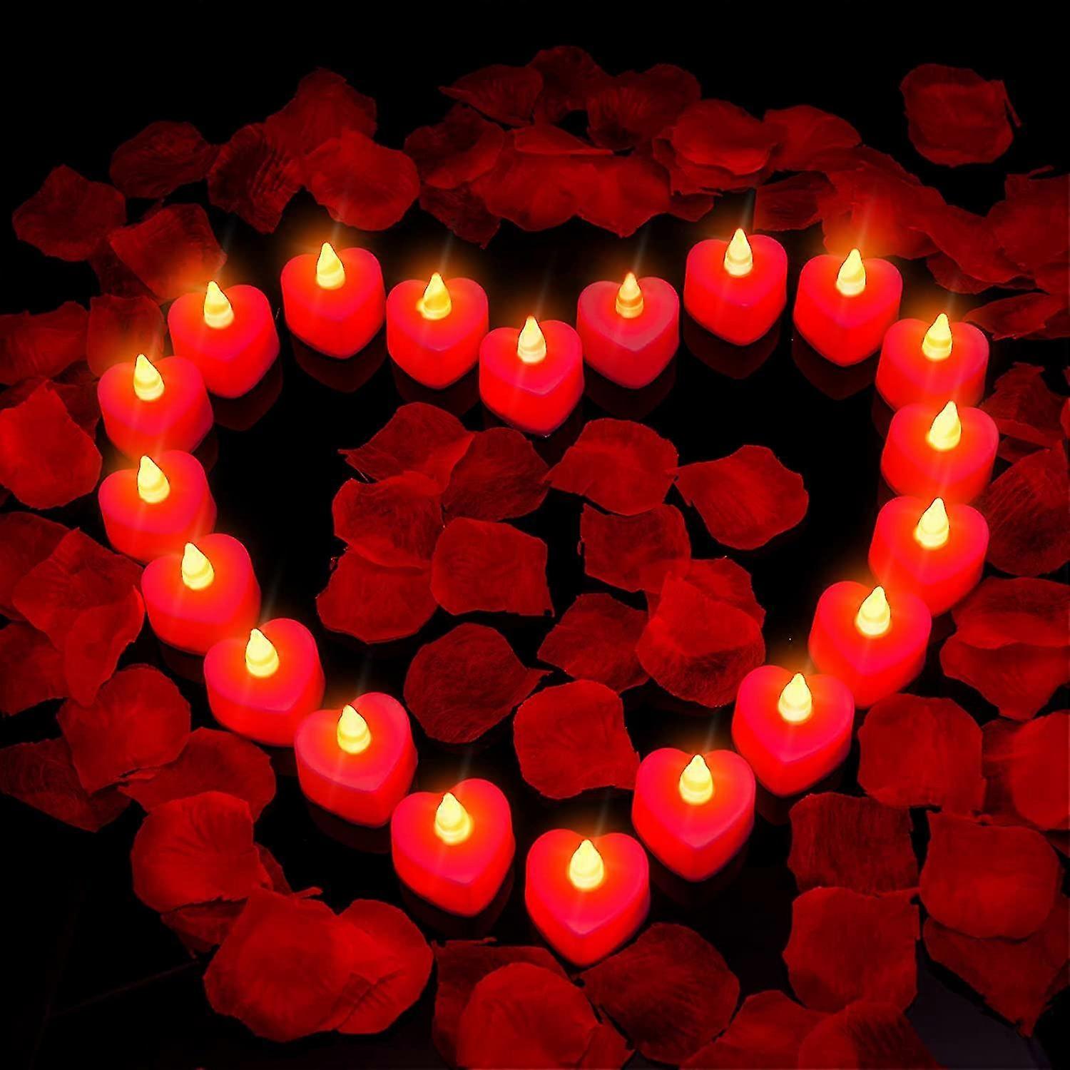 1200 Pieces Artificial Rose Petals With 36 Pieces Romantic Heart Shape ...