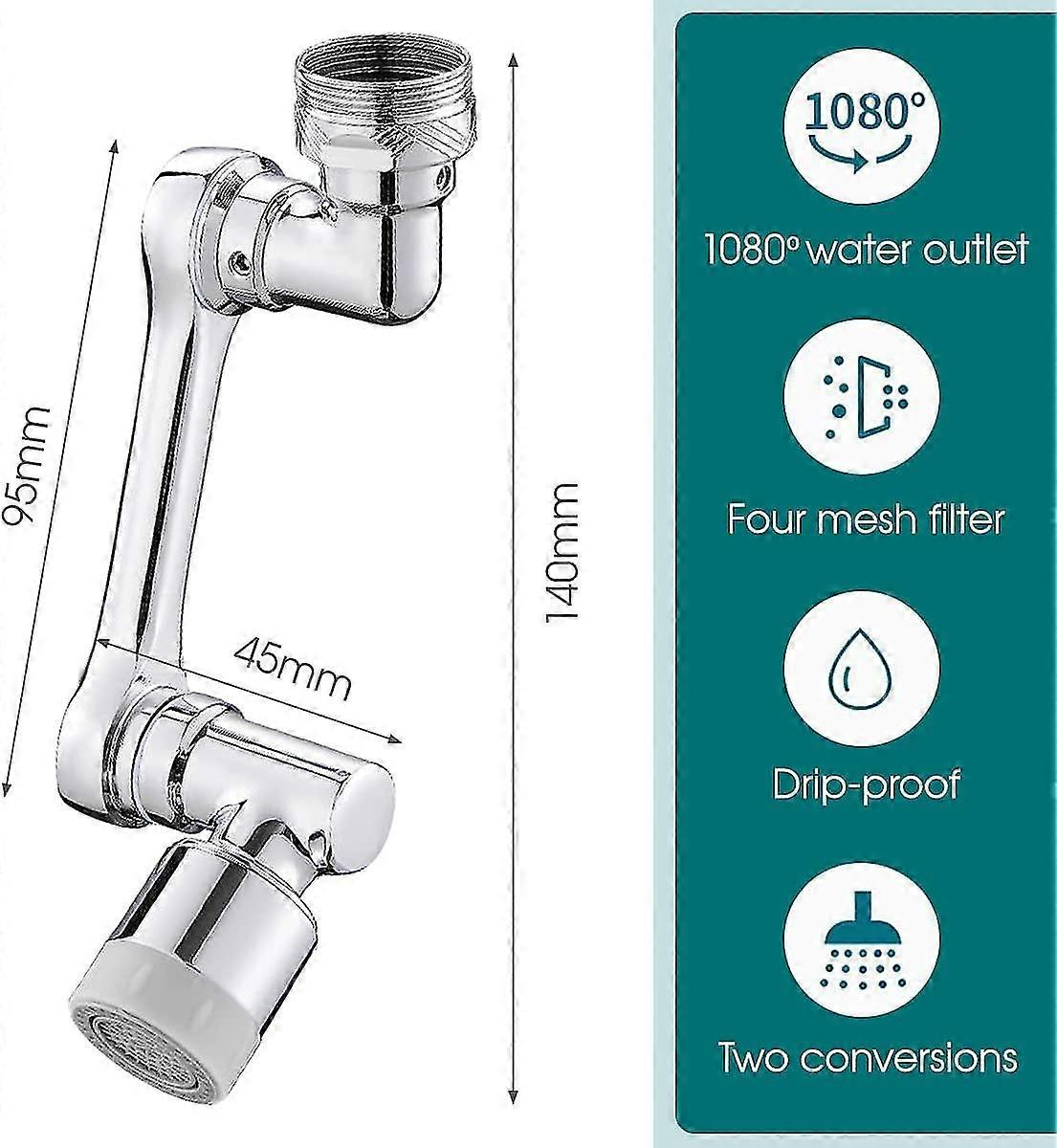 Faucet Extender, Large Angle Rotating Splash Filter Faucet Aerator ...