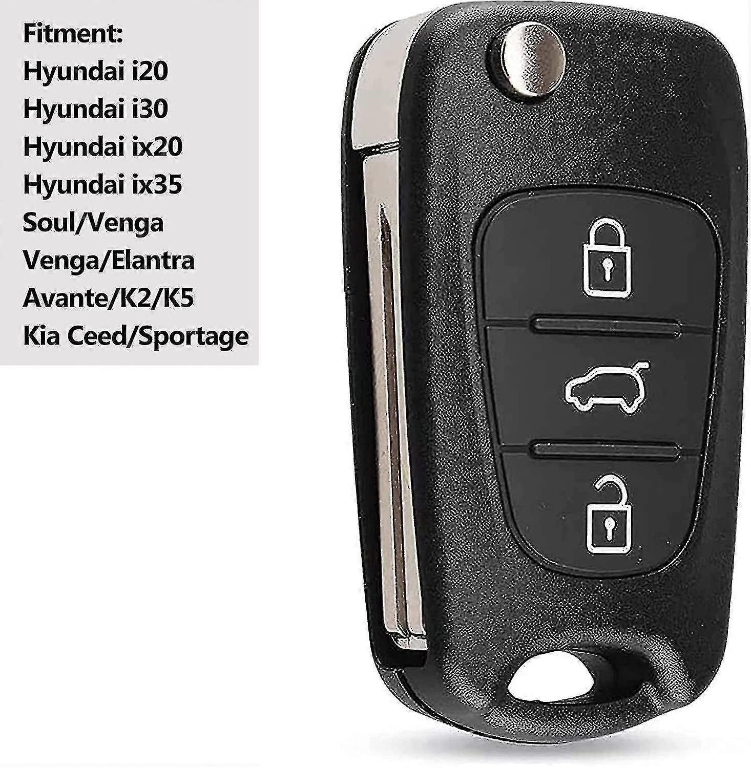 3 Buttons Key Fob Case Replacement Compatible For Crday Hyundai I20 I30 ...