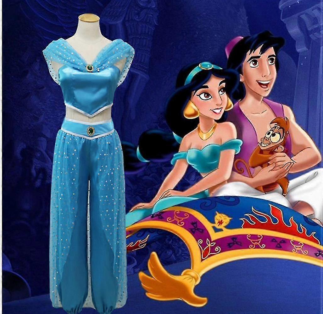 Women Aladdin Costume Jasmine Princess Fancy Dress Up Party Cosplay ...