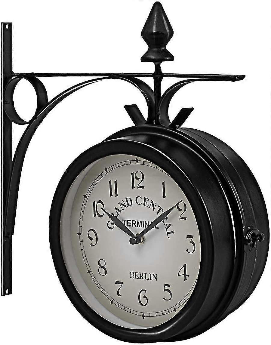 Double-sided Wall Clock Station Clock Garden Clock Double-sided Clock ...