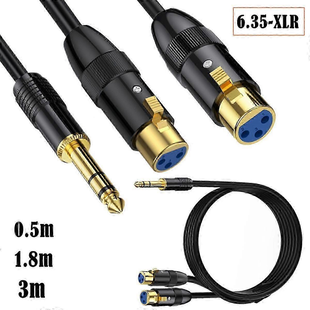 Dual Female XLR to 1/4 Inch TRS Stereo Male Plug Y-Splitter Cable 2-XLR ...