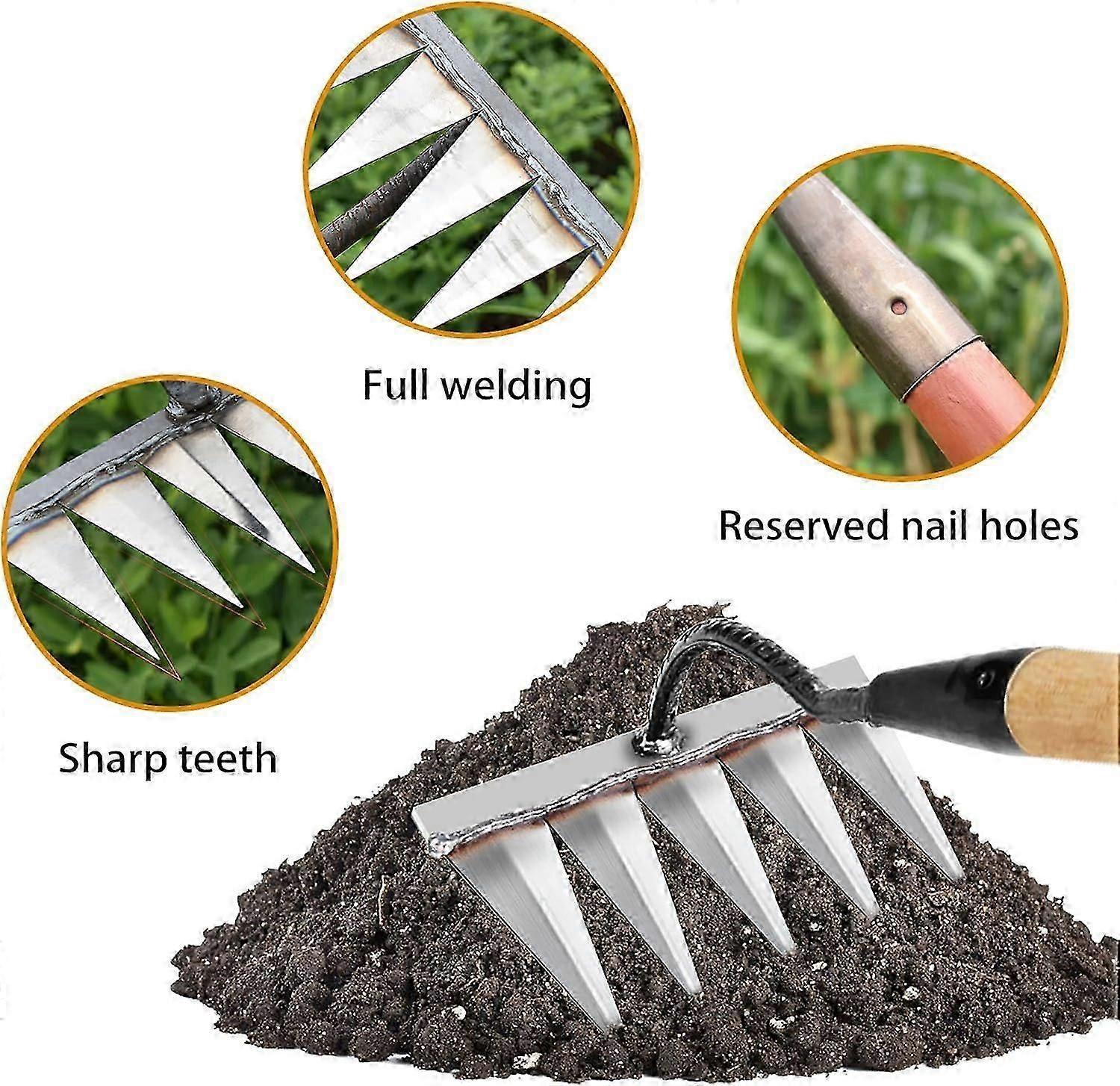 Garden Rake - Traditional Carbon Steel Rake, Teeth Rake, for Weeding ...
