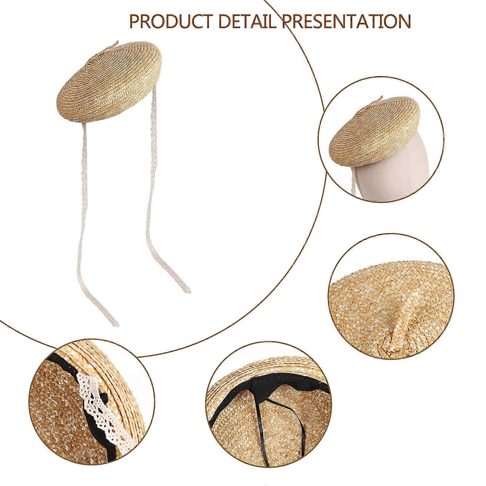 Victorian Straw Bonnet Hat Sun Protective Hat Lace Flower Vacation ...